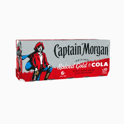 Shop Captain Morgan Spiced & Cola 6% 10 Pack Cans 375ml at Liquorland