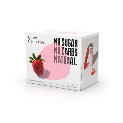Shop Clean Collective Strawberry Blush Pink Gin 5% 6 Pack Cans 250ml at ...