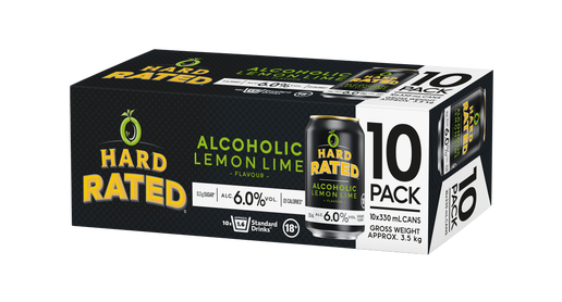 Shop Hard Rated Lemon Lime Low Sugar 6% 10 Pack Cans 330ml at Liquorland