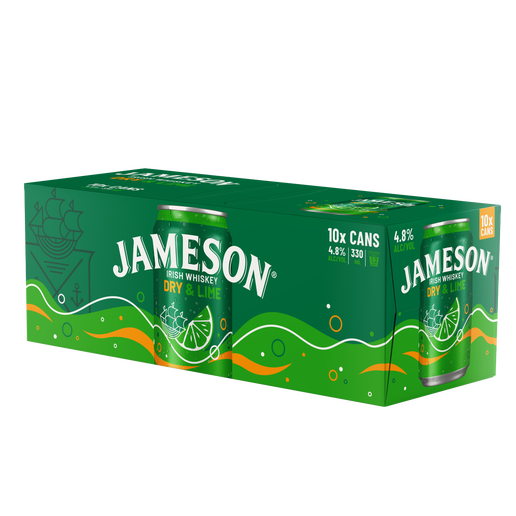 Shop Jameson Dry & Lime 4.8% 10 Pack Cans 330ml at Liquorland