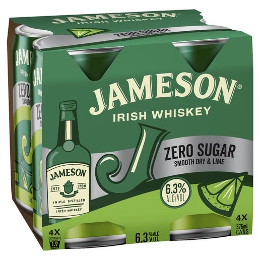 Shop Jameson Zero Sugar Dry & Lime 6.3% 4 Pack Cans 375ml at Liquorland