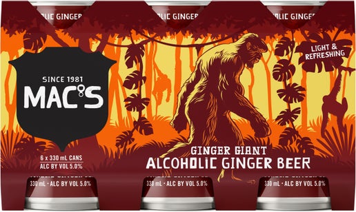 Shop Macs Ginger Giant Alcoholic Ginger Beer 5% 6 Pack Cans 330ml at ...